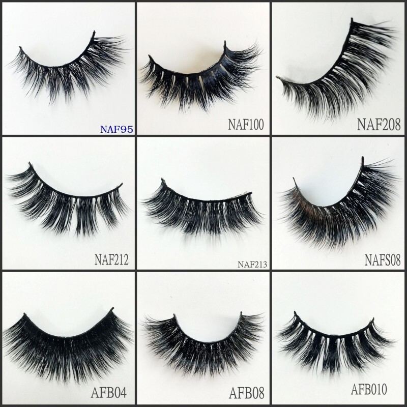 100Pairs Real Mink Natural False Eyelashes Short Thick 3D Fake Eye ...