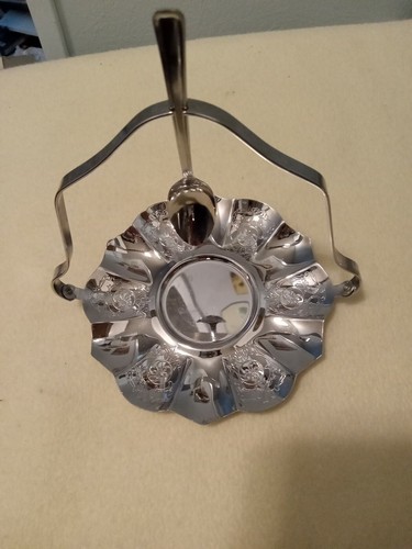 Unique Chrome Craft, garnish plate, six inch, chrome, handle, spoon ...