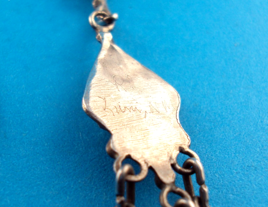 VTG NATIVE AMERICAN ZUNI STERLING SILVER PETIT POINT TURQUOISE DANGLE ...