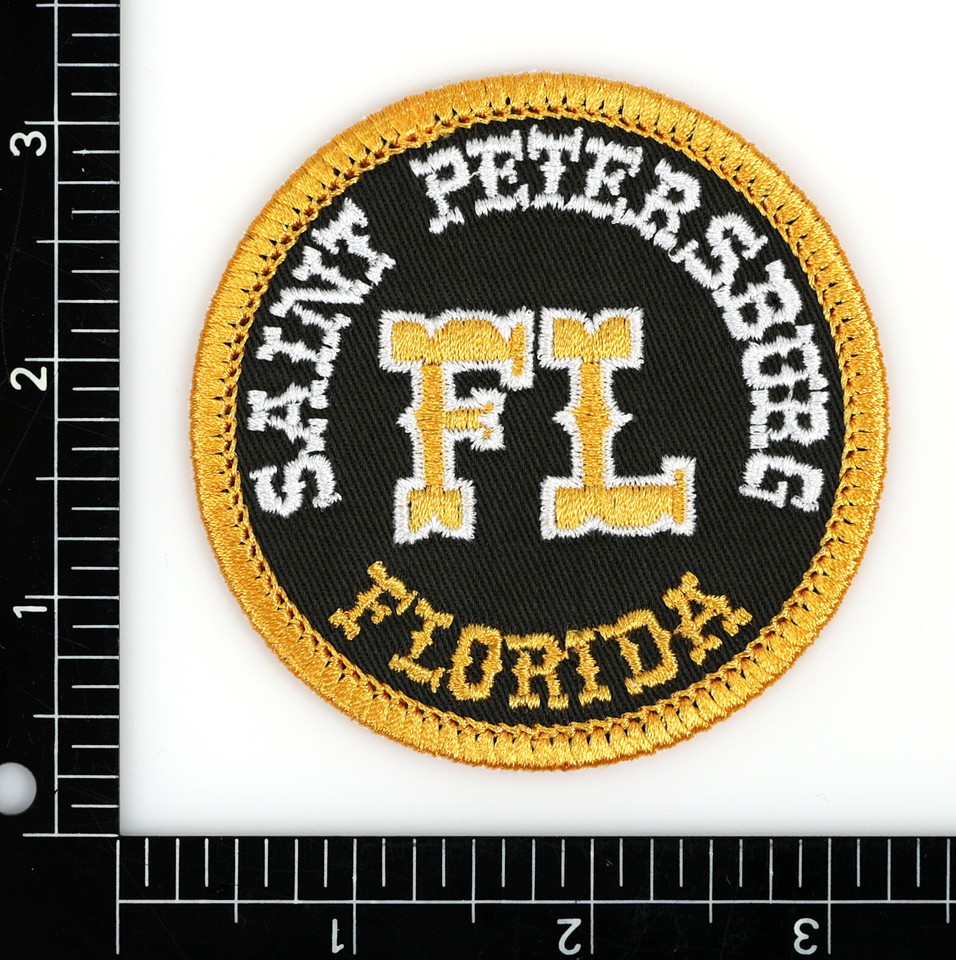 Saint Petersburg Florida Embroidered Patch Olive/Yellow Gold Iron-On ...
