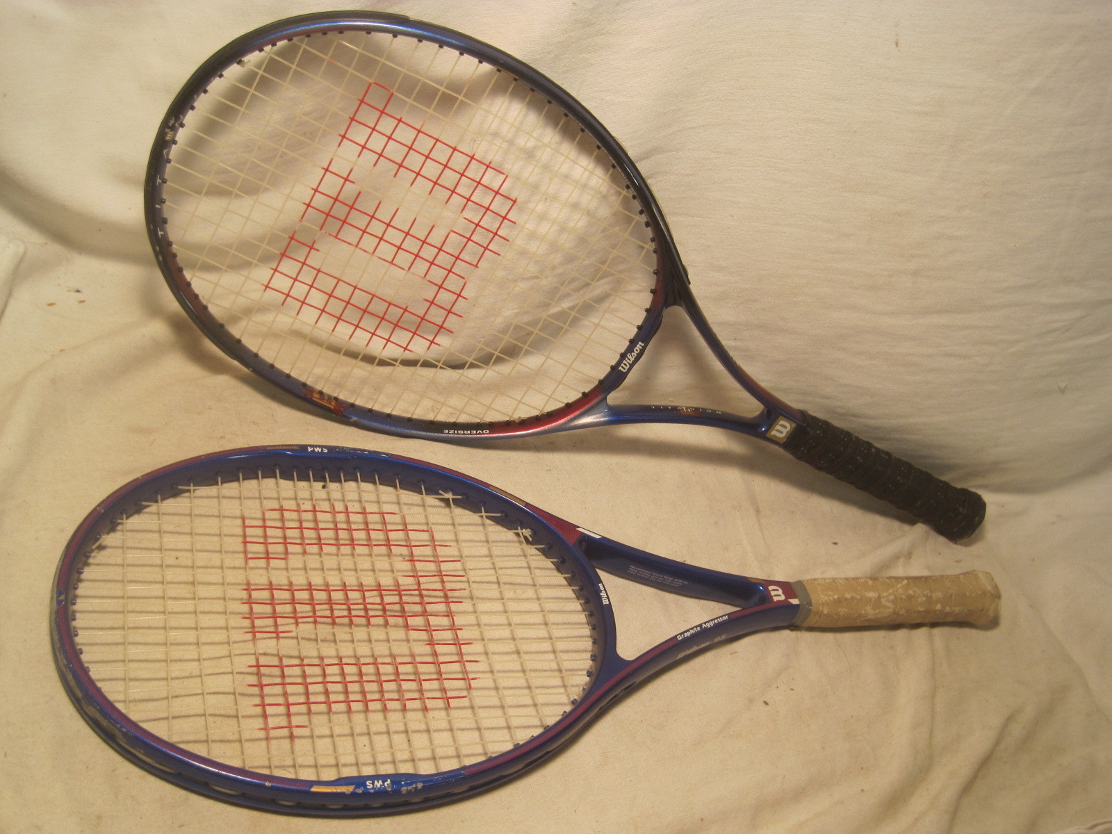 2 x pre-owned Tennis Racquet racquets racket Wilson Graphite Aggressor ...