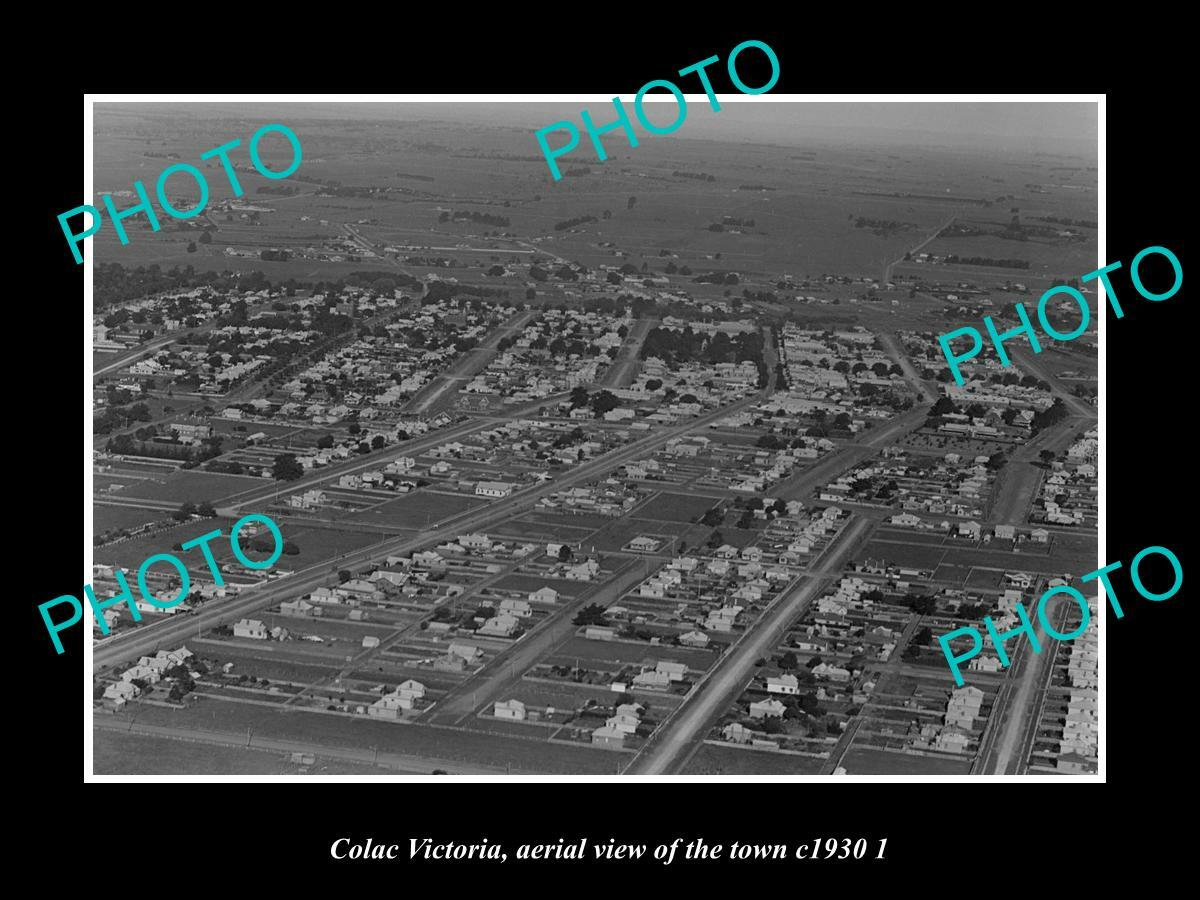 OLD POSTCARD SIZE PHOTO COLAC VICTORIA AERIAL VIEW OF THE TOWN c1930 2 ...