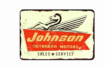 Johnson Outboard Motors 1955 Vintage Advertising All Metal Tin Sign 8 x ...