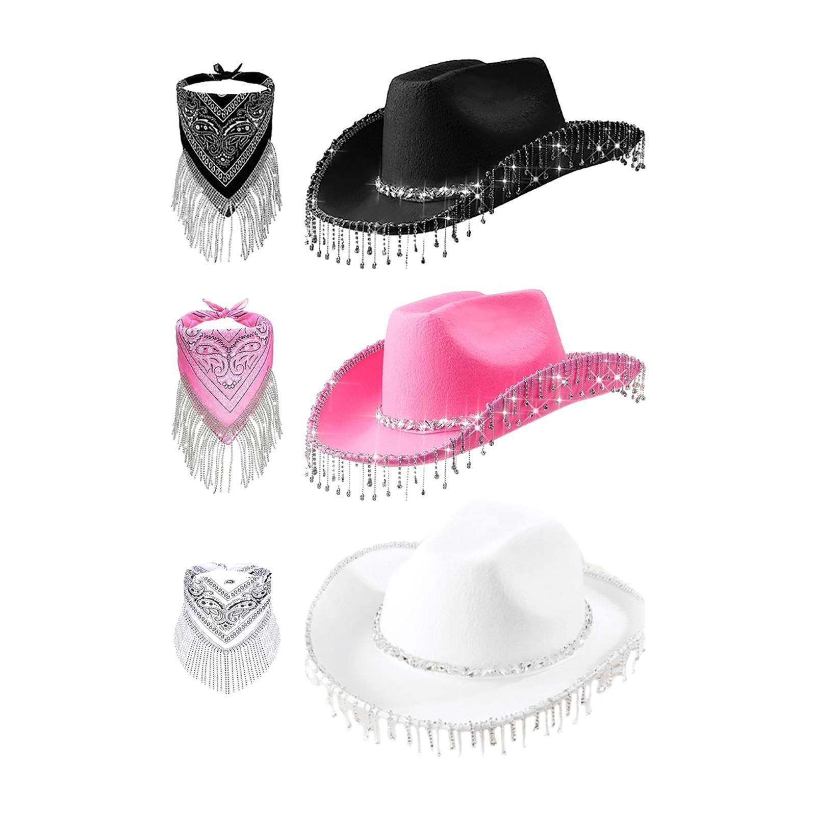 Felt Cowgirl Hat Rhinestone Fringe Hat Decor Cowboy Hat with Fringed ...