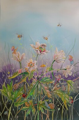 Kay Dawson Watercolours A2 WATERCOLOr 'Anemone Fairies | eBay