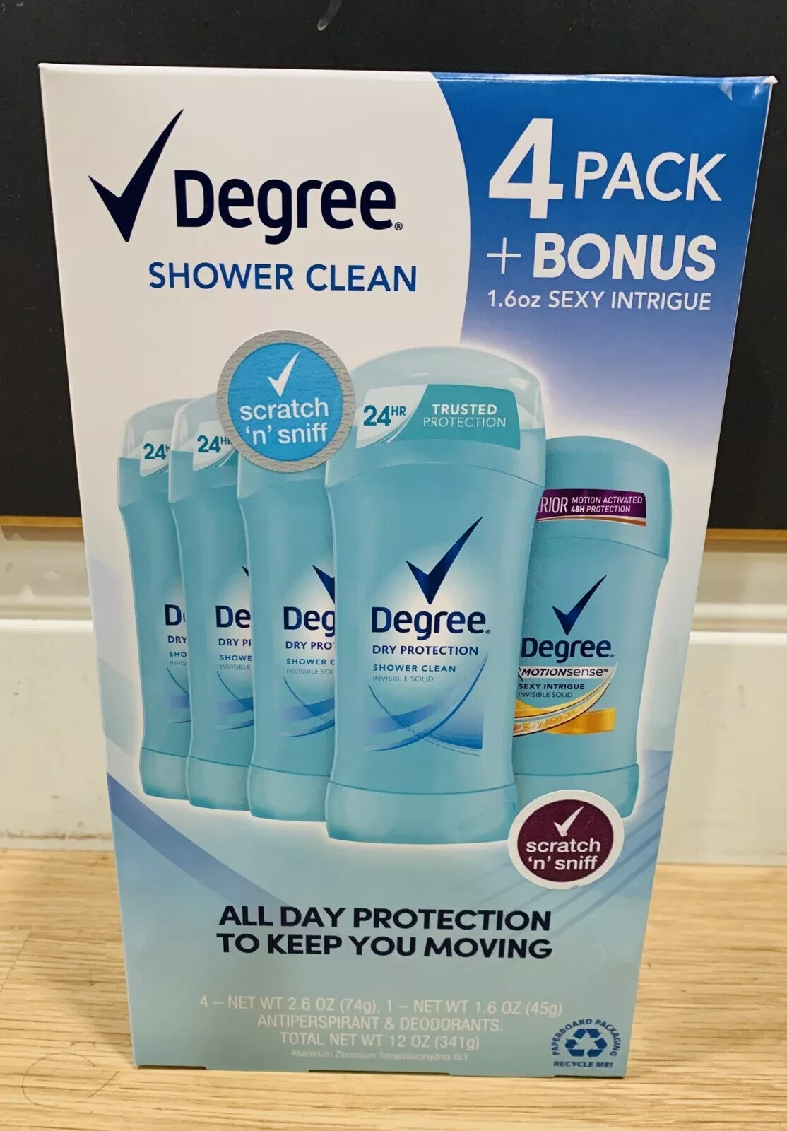 Degree Dry Protection Deodorant, Shower Clean 2.6 oz,4 pk.+1.6 oz.Sexy ...