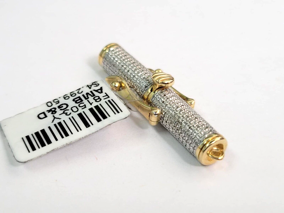 10K Yellow Gold Diamond Box Clasp Barrel Accessory 5MM Pave Set Double ...