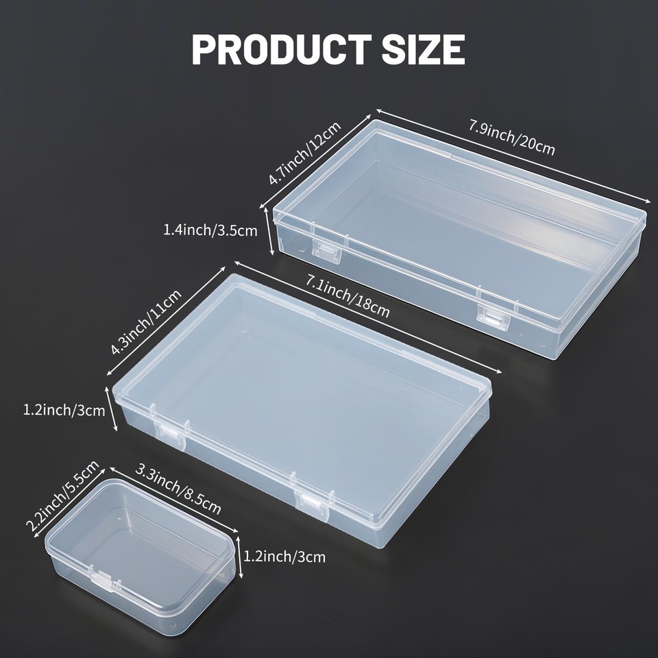 20 Pieces Mixed Sizes Rectangular Empty Mini Clear Plastic Organizer ...