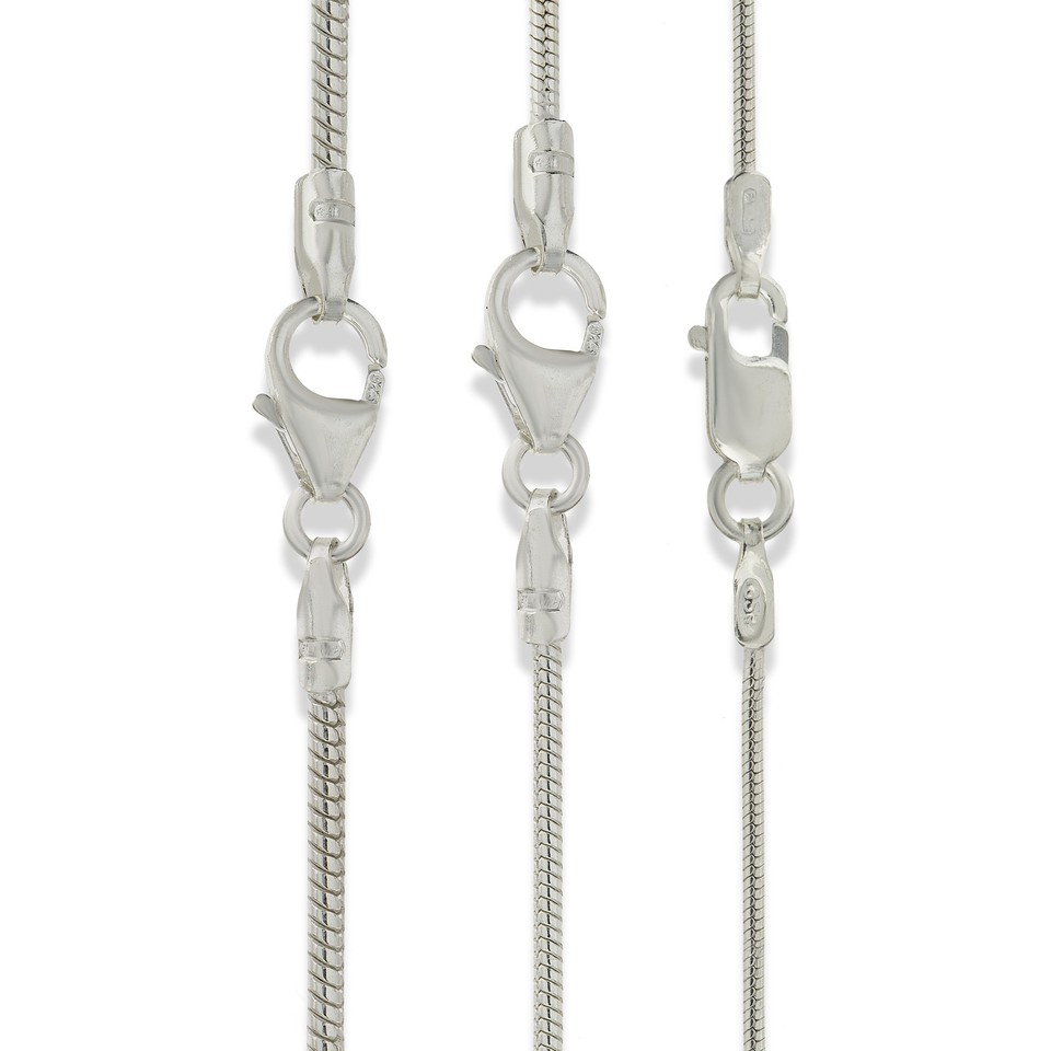 STERLING SILVER 16" 18" 20" ROUND SNAKE LIZARD CHAIN CHOKER PENDANT ...