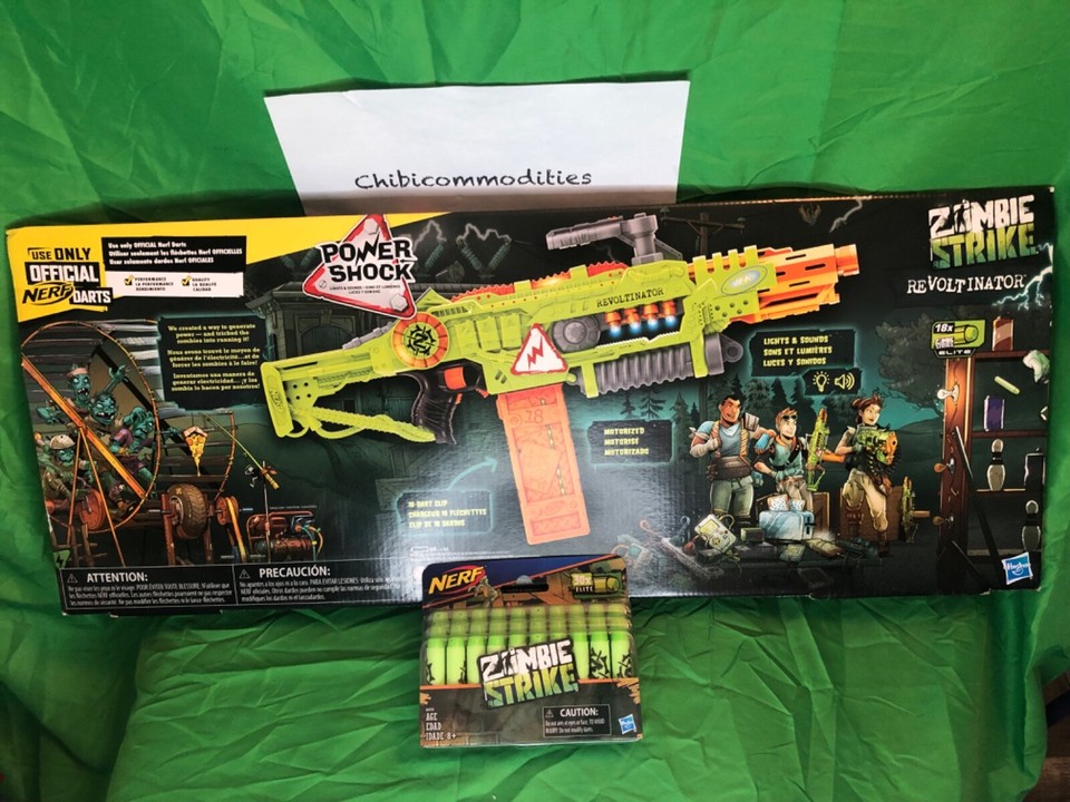 NERF Revoltinator Zombie Strike Blaster Motorized Lights Sounds + 30 ...