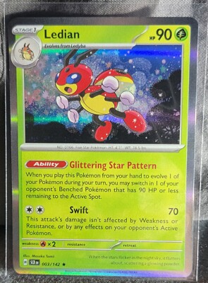 Pokemon TCG Card Ledian 003/142 S&V Stellar Crown Black Star Rare Holo ...