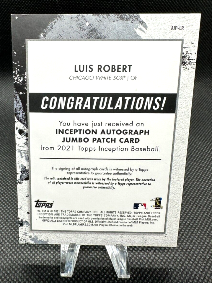 2021 TOPPS INCEPTION LUIS ROBERT PATCH AUTO #1/50 WHITE SOX 4 COLOR ...