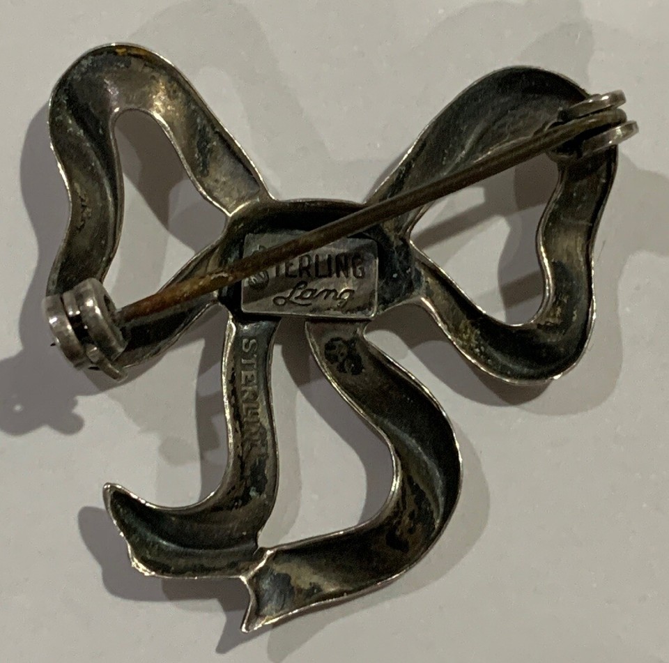 Vintage Lang Sterling Silver 925 Bow Ribbon Pin Brooch G15 | eBay