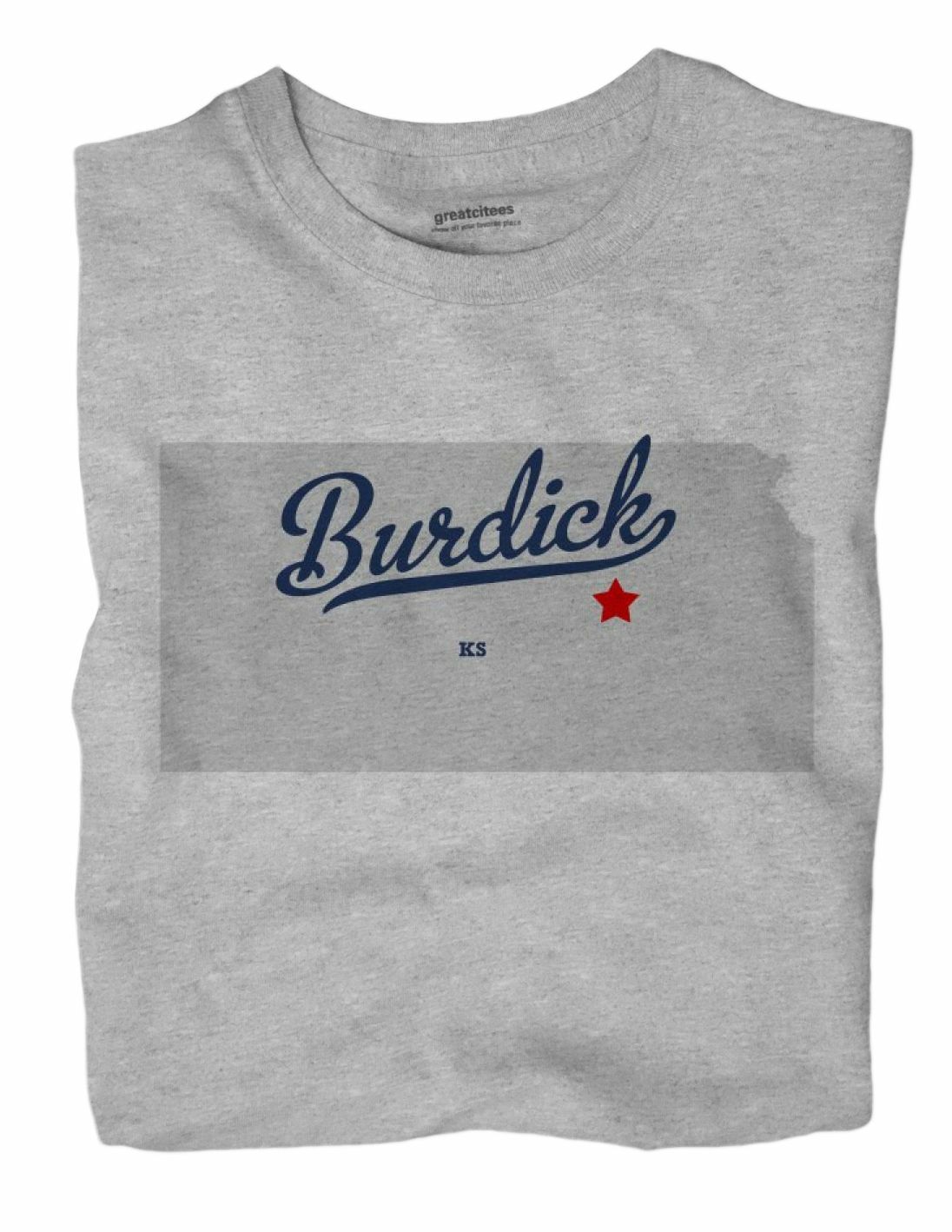 Burdick Kansas KS Kans T-Shirt MAP | eBay