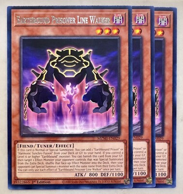 3x Earthbound Prisoner Line Walker 1st Edition Rare MZMI-EN029 Yu-Gi-Oh ...