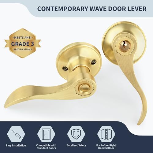 Wave Door Lever Keyed Entry Door Handle with Lock Entrance Lever ...