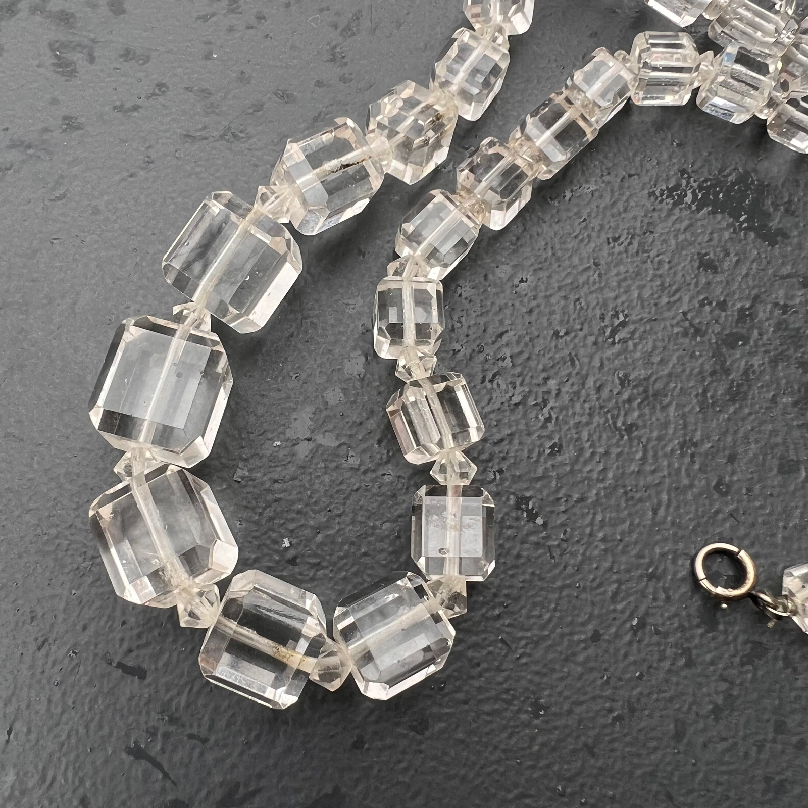 Old Art Deco Rock Crystal bead beaded Necklace - Gem