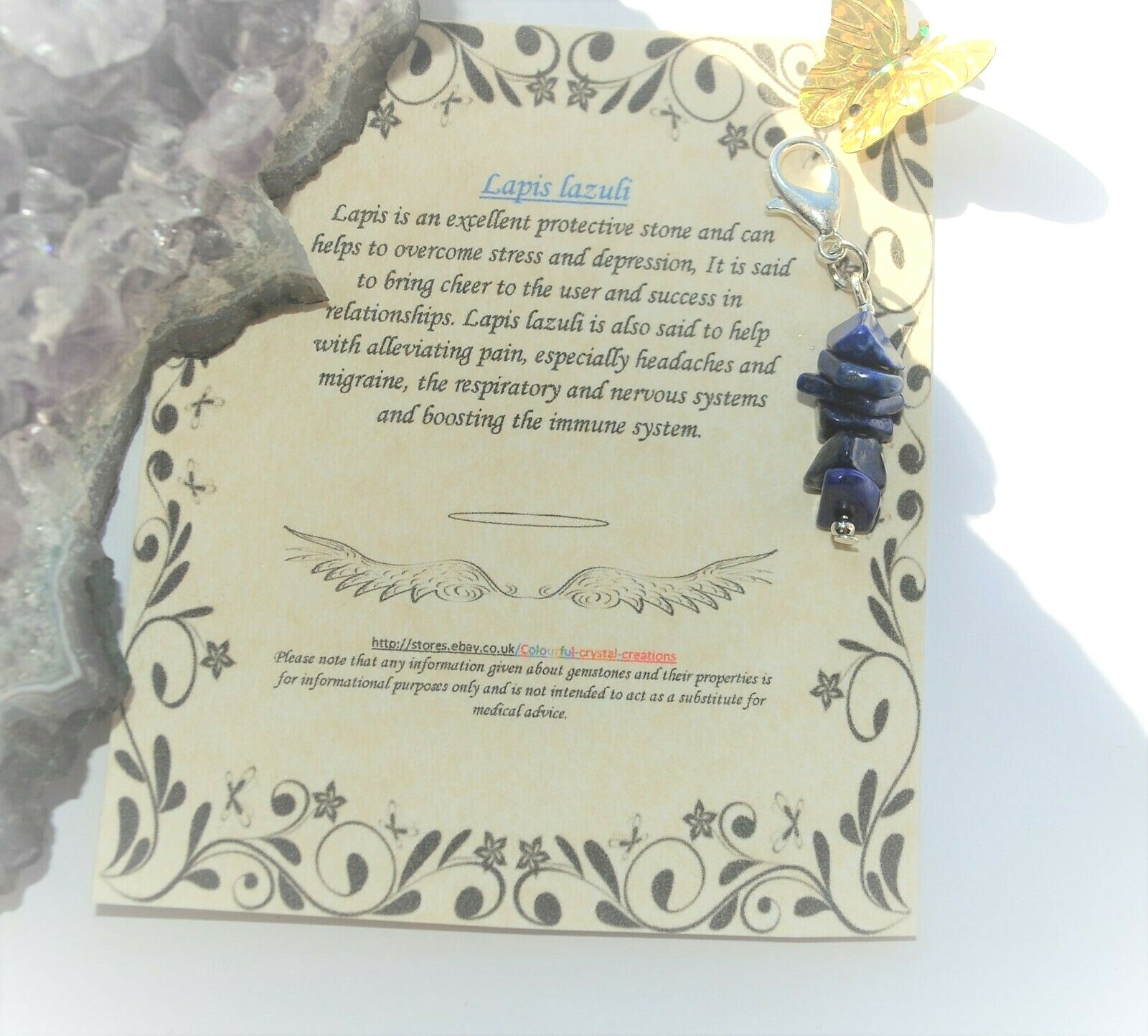 GEMSTONE HEALING CHIP CLIP ON CHARMS PENDANT GIFT H to Z *YOU CHOOSE ...