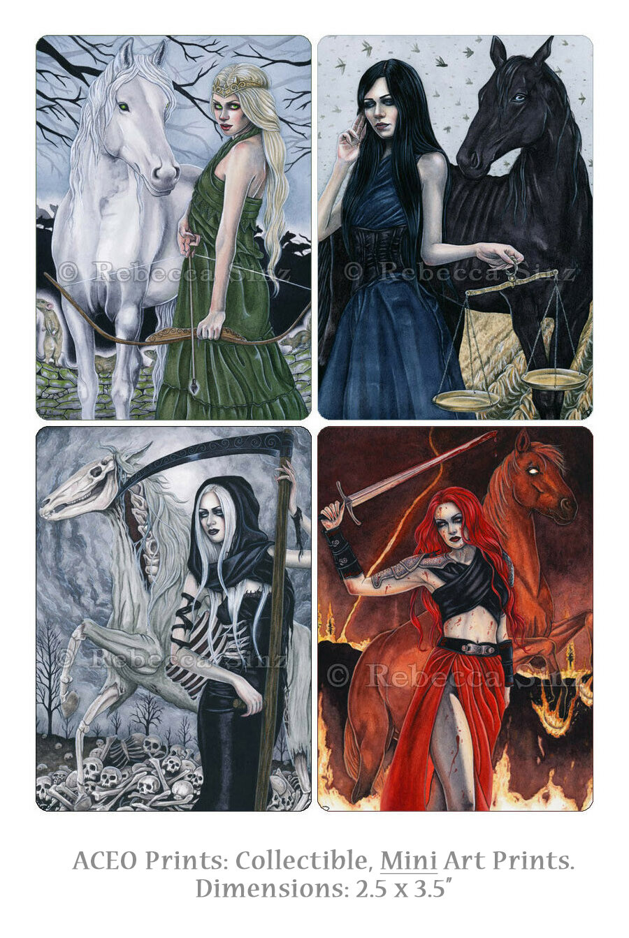 Four Horsemen Apocalypse Art ACEO PRINT Pestilence Famine Death War ...