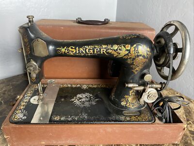 Singer Antique 1907 Model 27 Sewing Machine w Case Pheasant Design Rare ...