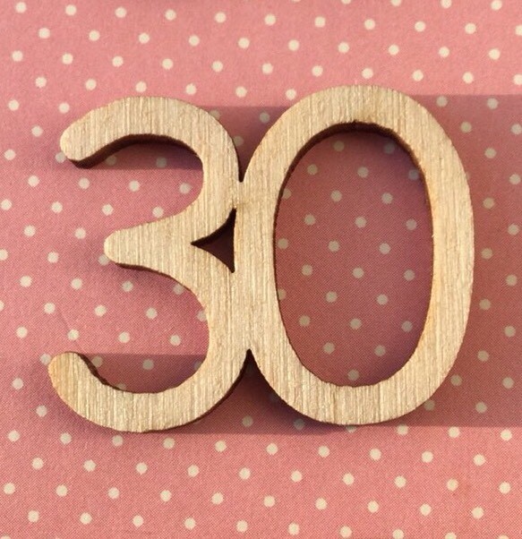 3x Zahl 30 Holzzahlen Ziffer Kartengestaltung Basteln Scrapbooking ...