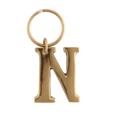 Gold Brass Solid Metal Alphabet Letter N Initial Keyrings BNIP High ...