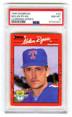 NOLAN RYAN~RARE (POP 26) 1990 DONRUSS LEARNING SERIES PSA-8 NM-MT ...