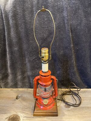 Red Dunning Ranch Craft Lantern Lamp w/ Glass Globe Vintage Restaurant ...
