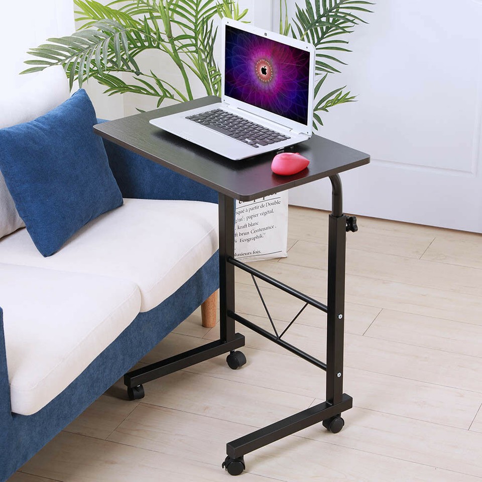 Rolling Office Laptop Table Adjustable Height 38in Computer Desk Stand ...