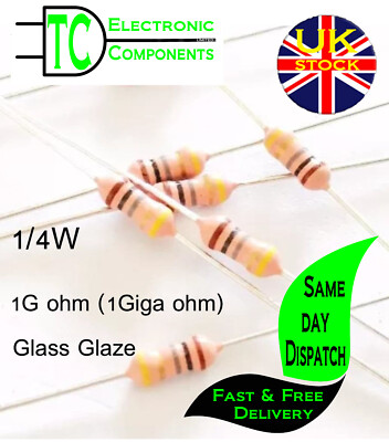 1/4W 1Giga ohm Glass Glazed Thick Film Resistor (1000M ohm) 10% ...