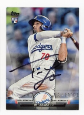 SIGNED BASEBALL CARD AUTO TOPPS 2018 LOS ANGELES DODGERS TIM LOCASTRO # ...