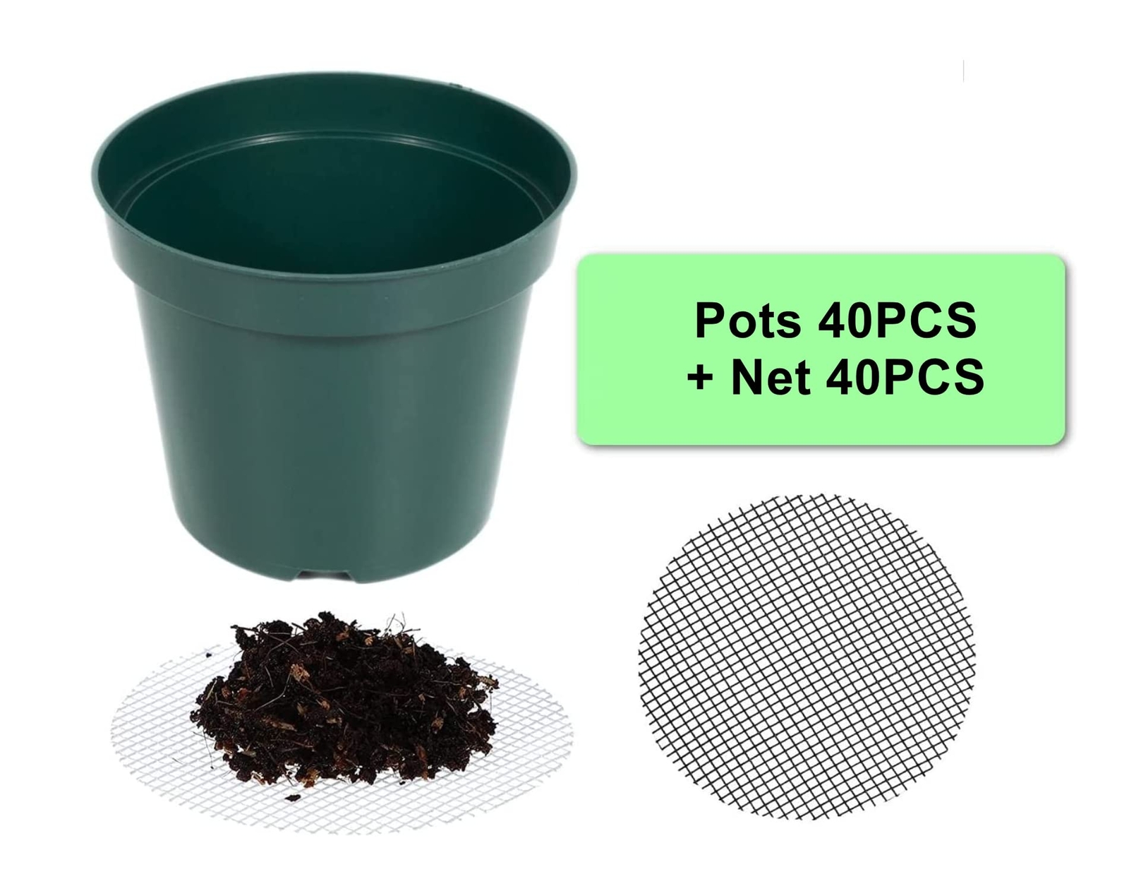 40 Pack 4 Inch Plastic Nursery Pots With Mesh Pad Thick Sturdy Plastic ...