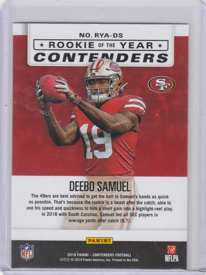 2019 Panini Contenders Rookie of The Year #RYA-DS Deebo Samuel 49ers | eBay