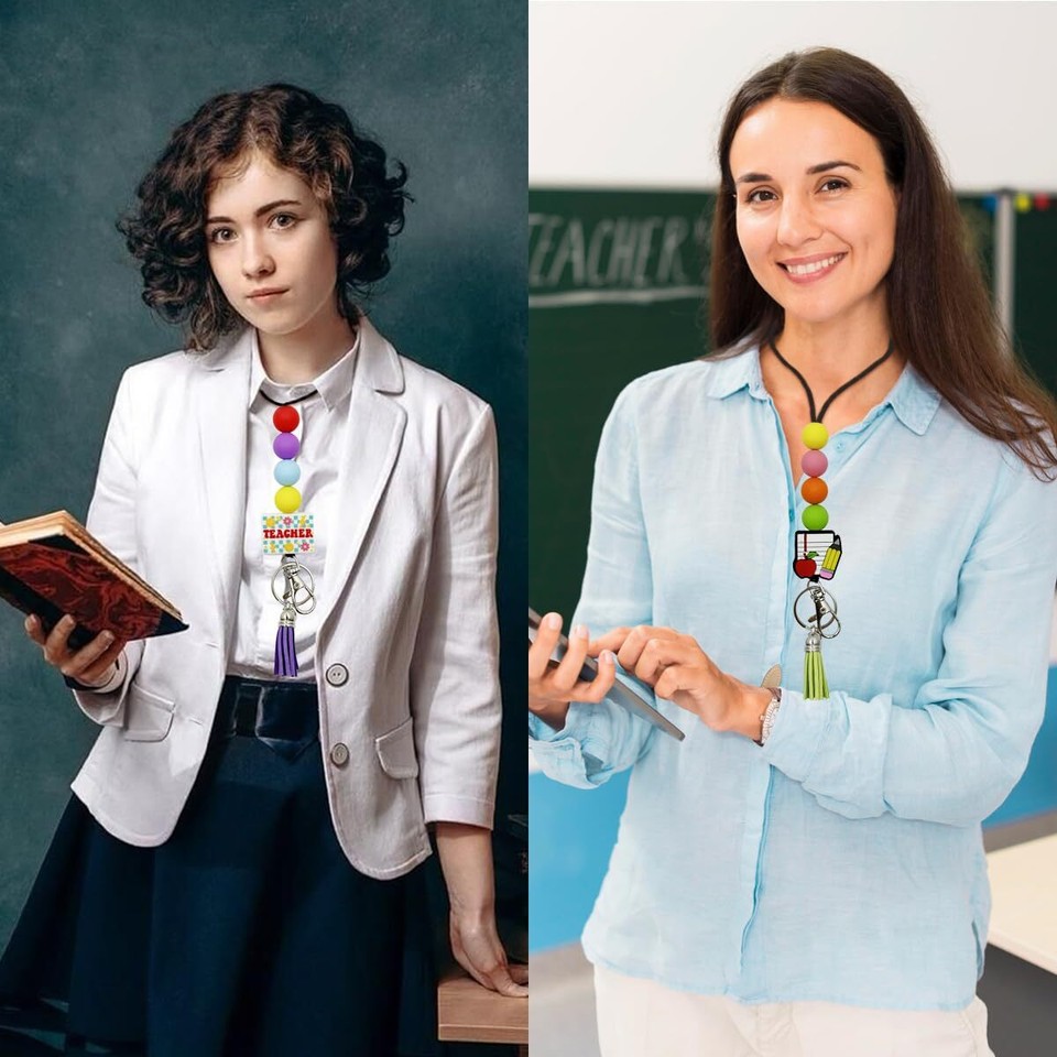 4 Pcs Teacher Lanyard Teacher Appreciaton Gifts Beaded Breakaway ...