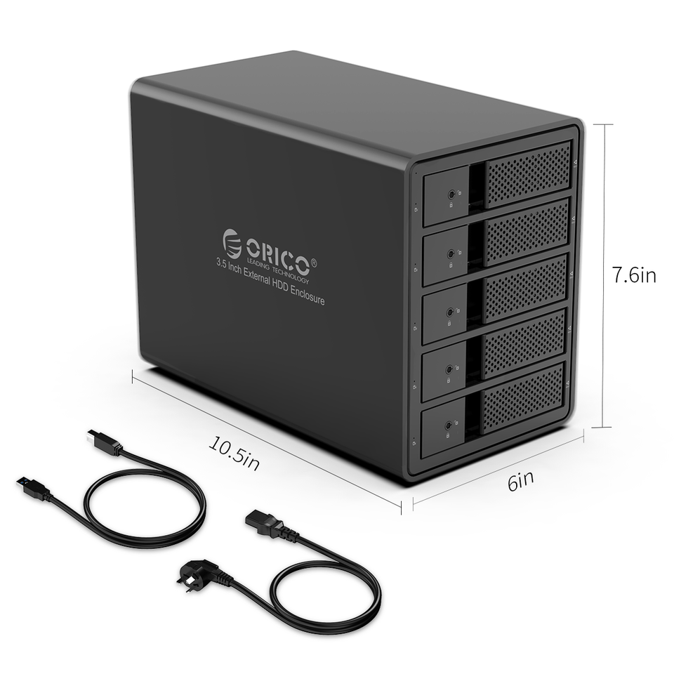 ORICO 5 Bay USB 3.0 External Hard Drive Enclosure RAID 0~10 jbod for 3. ...