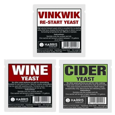 Harris PREMIUM Yeast for Beer Wine Cider or Restart Yeast Home Brew ...