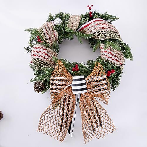 Brown Fall Stretchable Mesh Glitter Metallic Wired Ribbon Wide 2.5" to ...