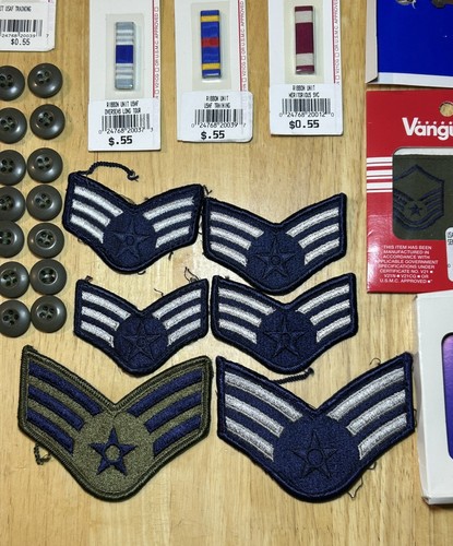 Lot USAF Air Force Uniform Rank Patches, Ribbons, Tie Bar And Insignia ...
