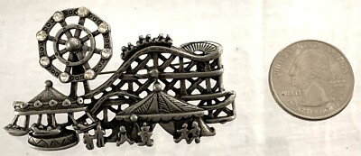 AJC Carnival Brooch (Spinning Ferris Wheel, Roller Coaster) | eBay