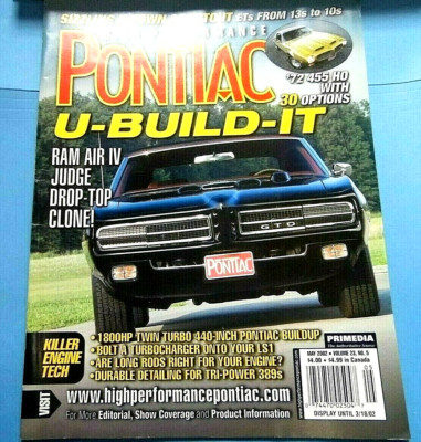 High-Performance Pontiac Magazine May 2002 U-Build-IT Ram air IV Judge ...