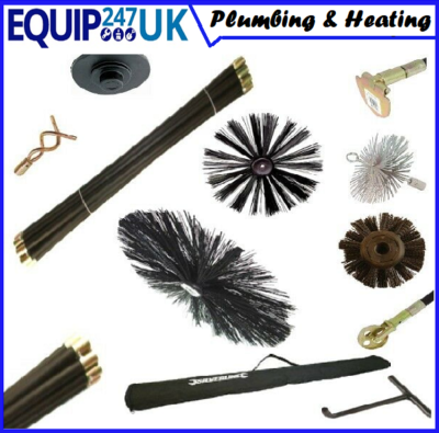 DRAIN ROD RODS SET FLUE CHIMNEY DRAIN BRUSH WORM SCREW PLUNGER DROP ...