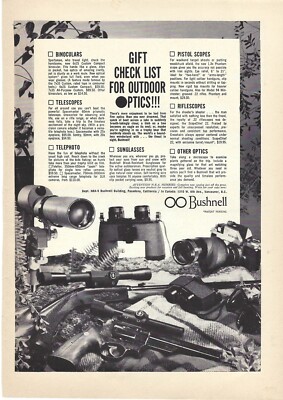 1964 Bushnell Gift Checklist For Outdoor Optics Scopes Vintage Print Ad ...