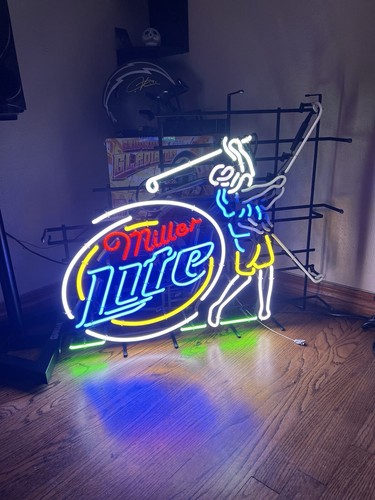 Old School RealGlass Neon Large Miller Lite Golf “Full Swing” Vintage ...