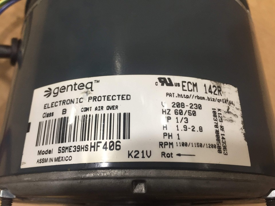 GENTEQ 5SME39HSHF406 1/3 HP ECM 142R BLOWER MOTOR 208/230V 50/60HZ 1 PHASE | eBay