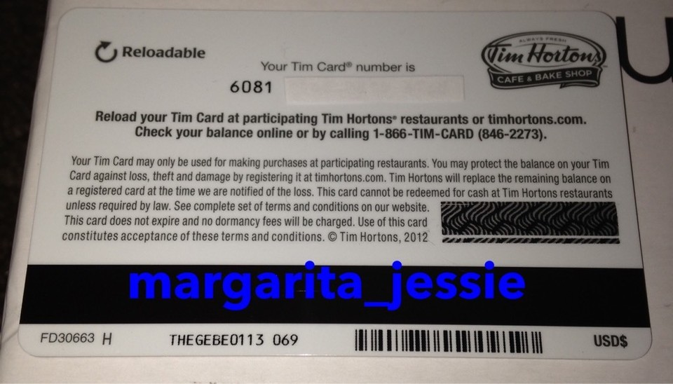 TIM HORTONS US GIFT CARD BUFFALO BILLS NFL ULTRA RARE 2012 NO VALUE ...