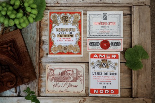 4 Large Vintage Ephemera-French, Italian & European Wine & Liquor ...