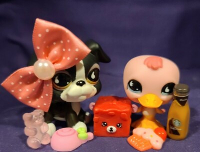 Authentic Littlest Pet Shop LPS 825 826 Sportiest Black Boxer Dog Pink ...
