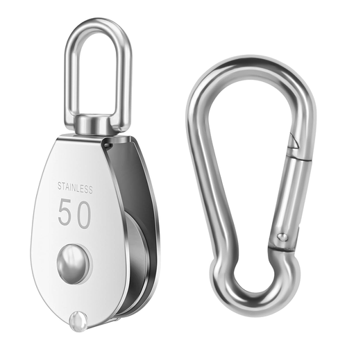 1 PCS 304 Stainless Steel M50 Silver Single Pulley Block Wire Rope ...