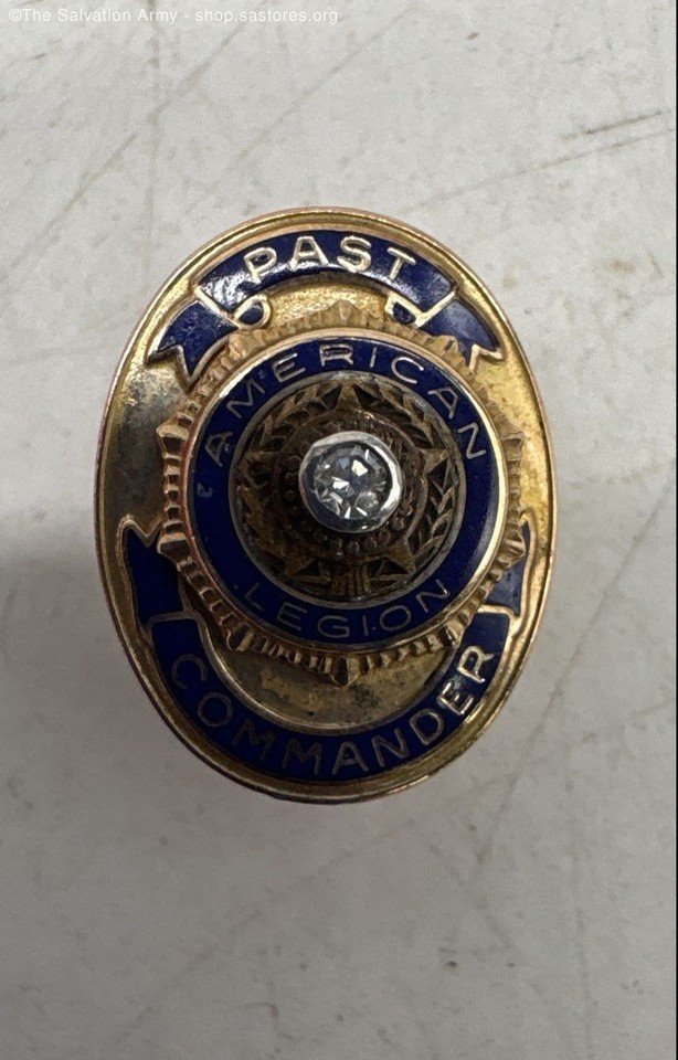 Marked 10k Yellow Gold American Legion Past Commander Diamond Service ...