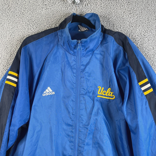 Adidas UCLA Windbreaker Jacket Mens Large Full Zip NCAA Football Bruins ...
